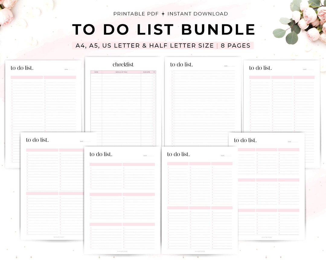 Printable to Do List Pages: A4, A5, Letter Sizes (digital Download) - Etsy