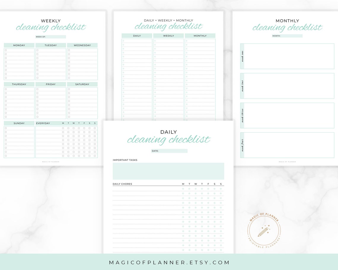 Spring Cleaning Planner, Printable Cleaning Checklist, Cleaning ...