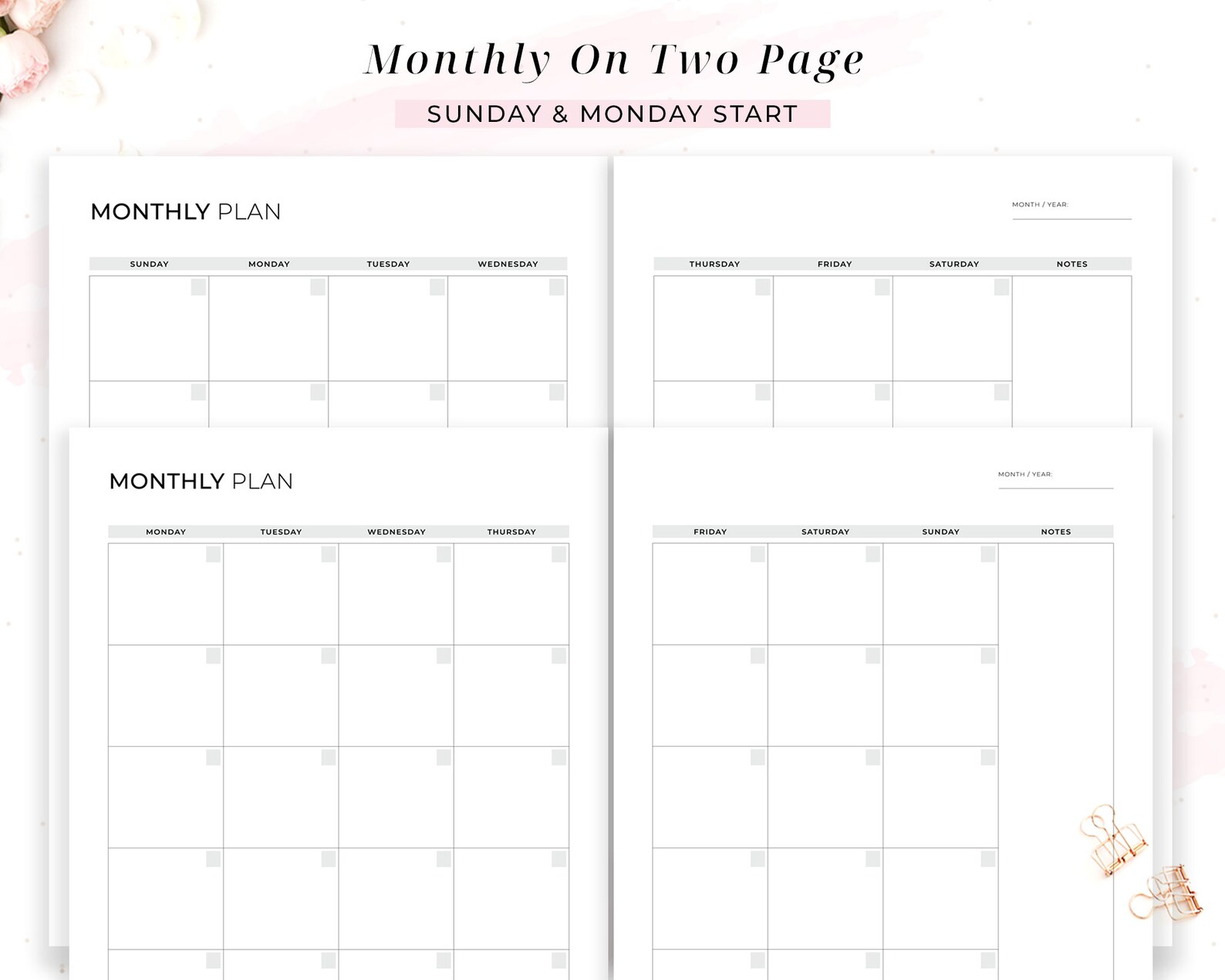Undated Daily, Weekly, Monthly Planner Printable (a4/a5/letter/half ...