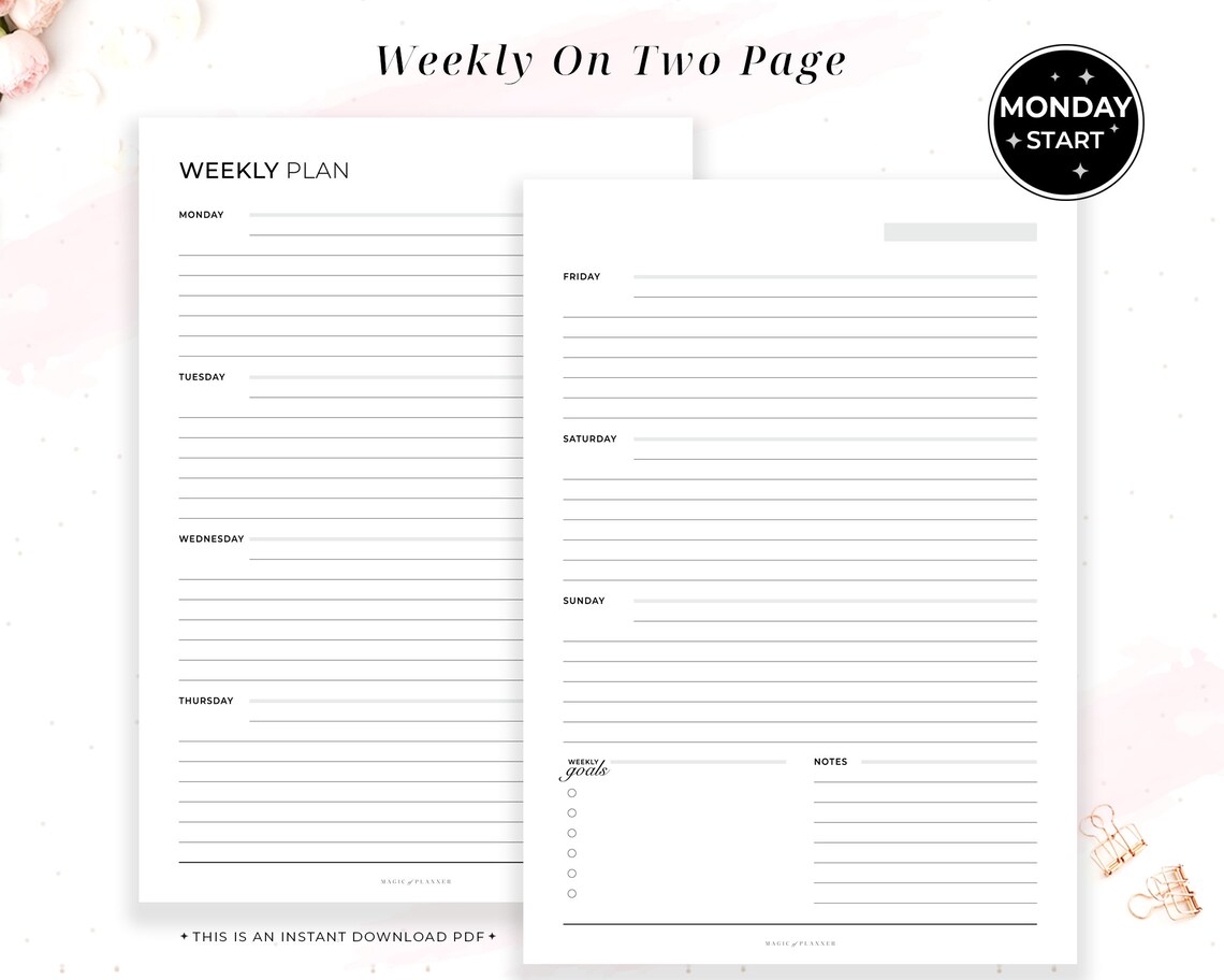 Daily, Weekly, Monthly Planner, Printable Planner Set, Undated Planner ...