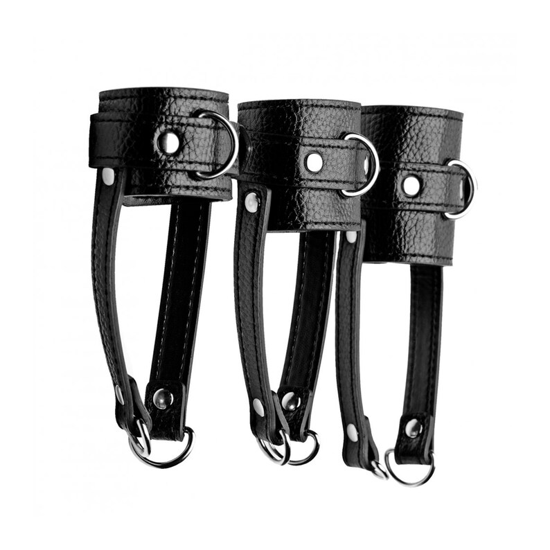 Ball Stretcher Leash With 3 Collars Cbt Device Ball Bondage Etsy