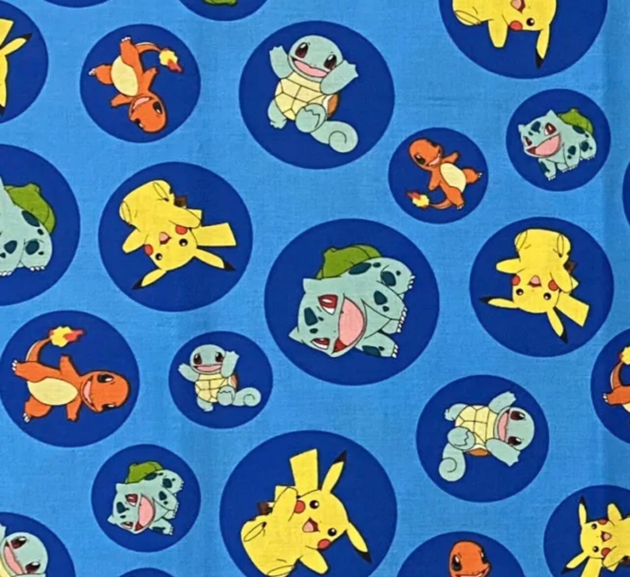 Pokemon and Friends Bubble Blue 100% Woven Cotton Fabric Pikachu ...