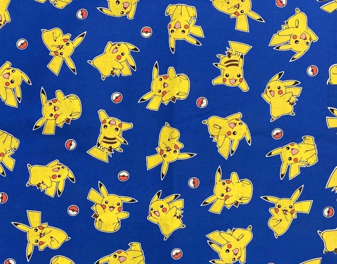 Pokemon Pikachu Pokeball 2018 100% Woven Cotton Fabric, Pikachu Blue - Etsy