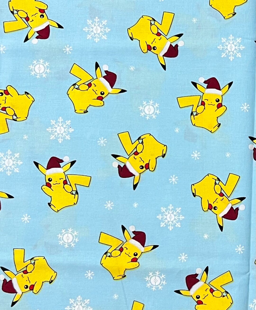 Pokemon Pikachu Christmas Holiday 2018 Fabric Sold by the HALF YARD Approx 18x44 Pikachu Light ...