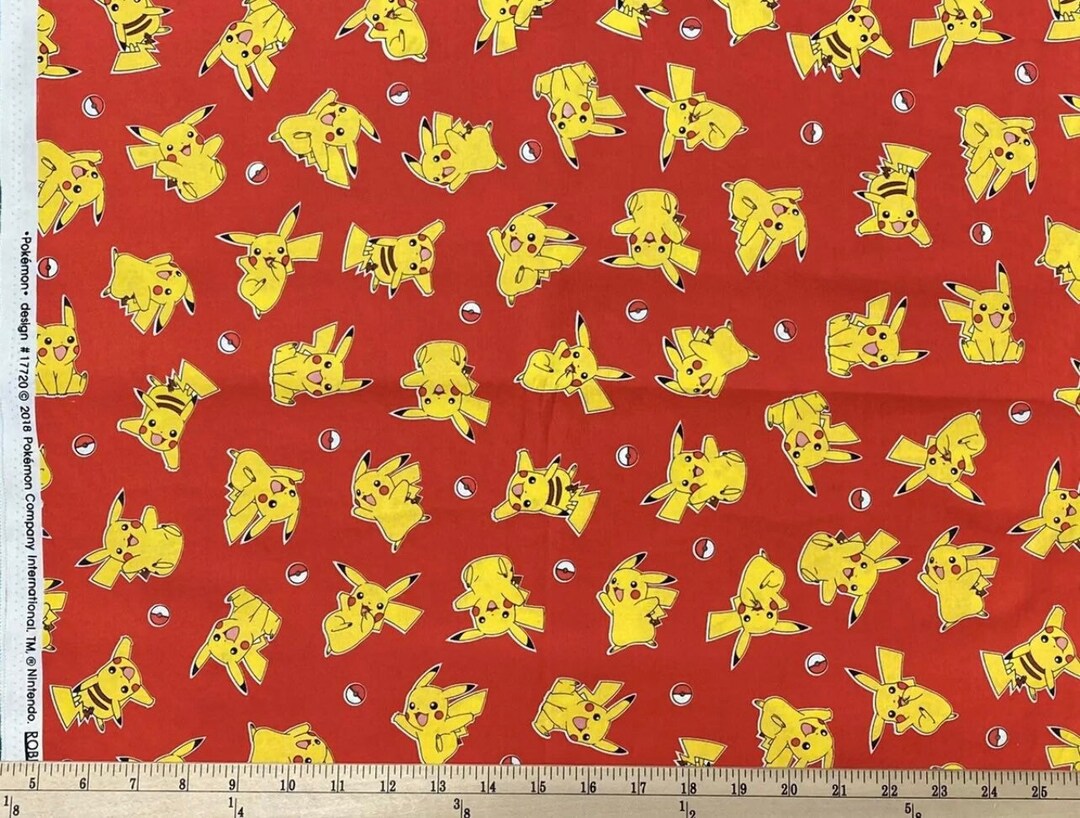 Pokemon Pikachu Pokeball 2018 Red 100% Woven Cotton Fabric - Etsy