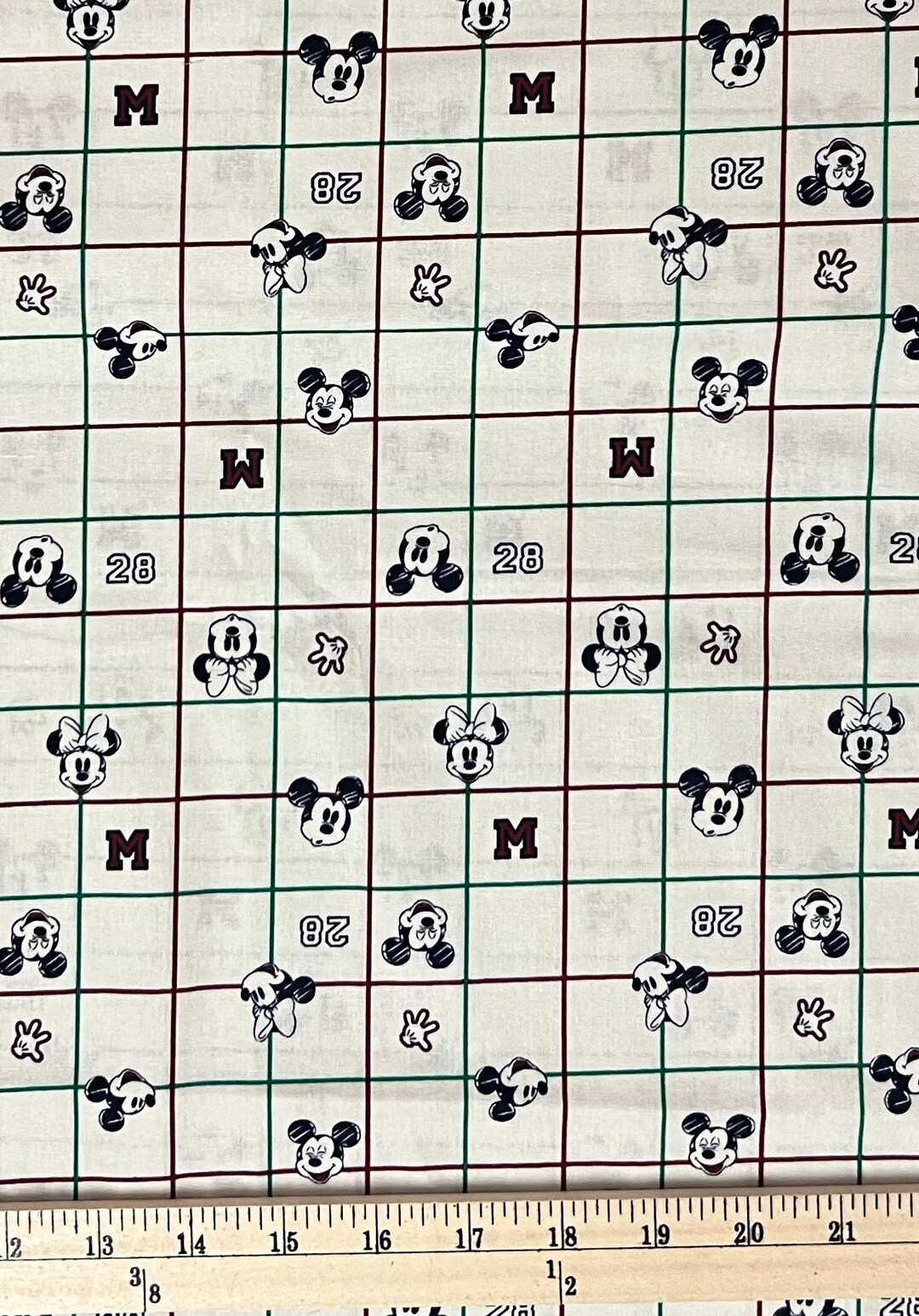 Mickey Mouse Minnie Mouse Cotton Fabric by the HALF YARD Approx 18x44 ...