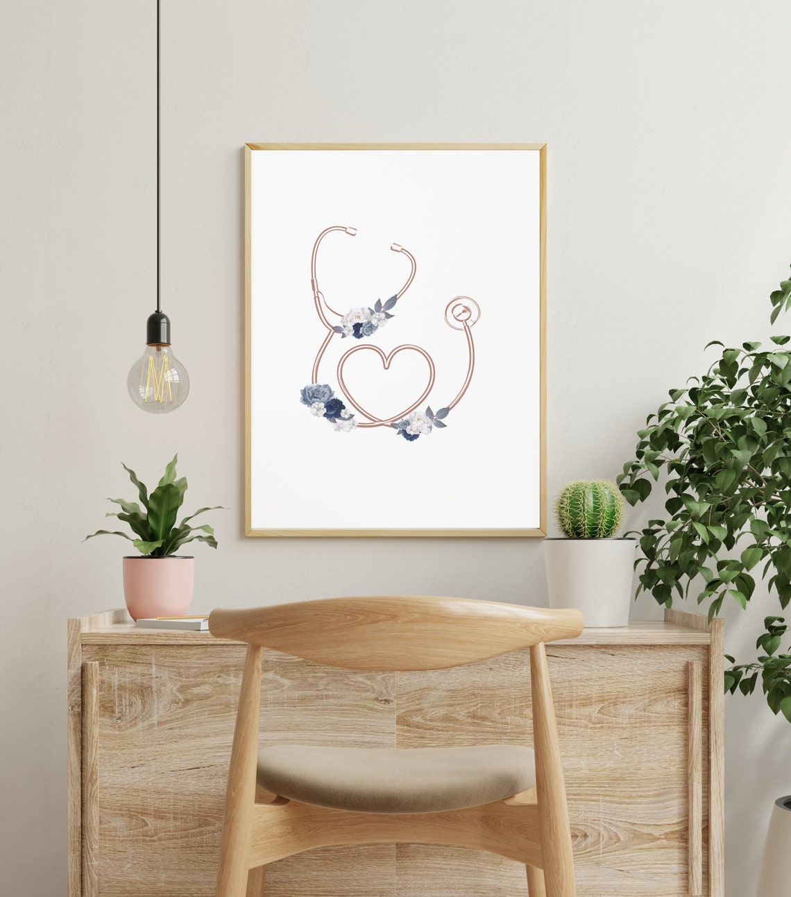 Stethoscope | Stethoscope Art | Blue Flowers | Nurse Gift | Digital ...