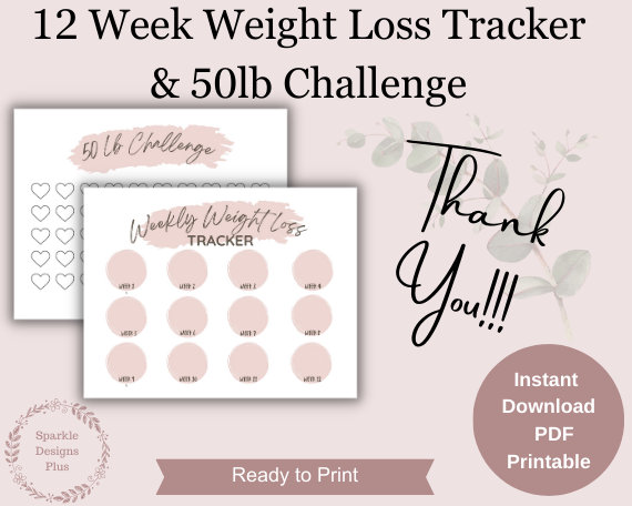 12 Week Printable Weight Loss Goal Tracker and 50lb Challenge - Etsy