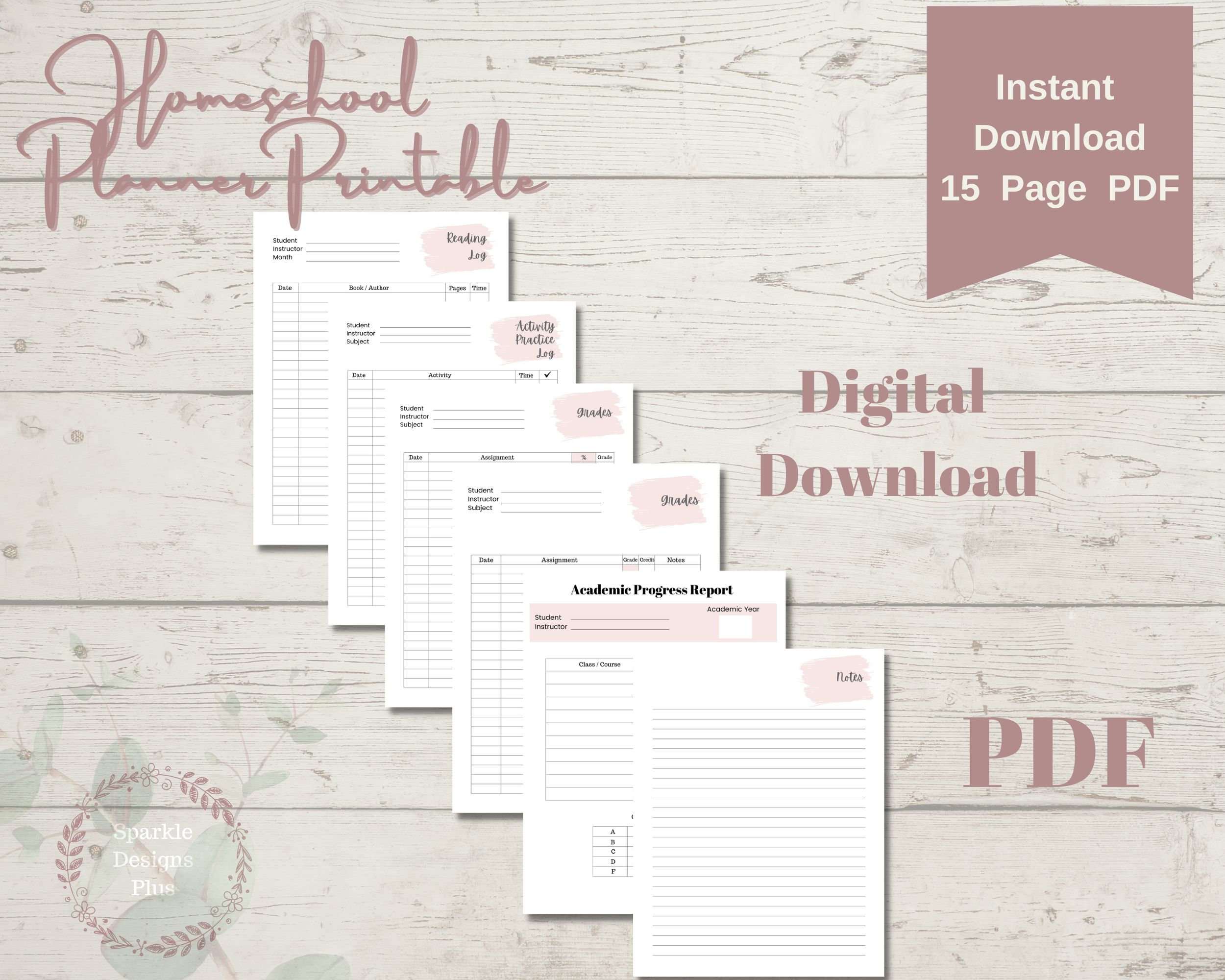 Homeschool Planner Organizer Printable 15 Pages | Back to School | Pre ...