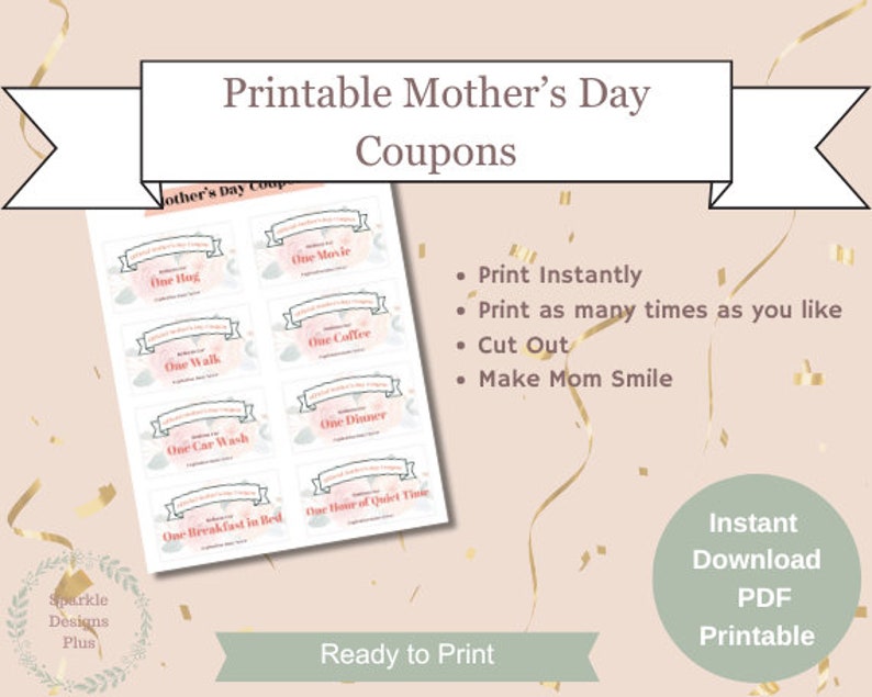 Mother's Day Printable Coupons: Instant Love & Appreciation for Mom - Etsy