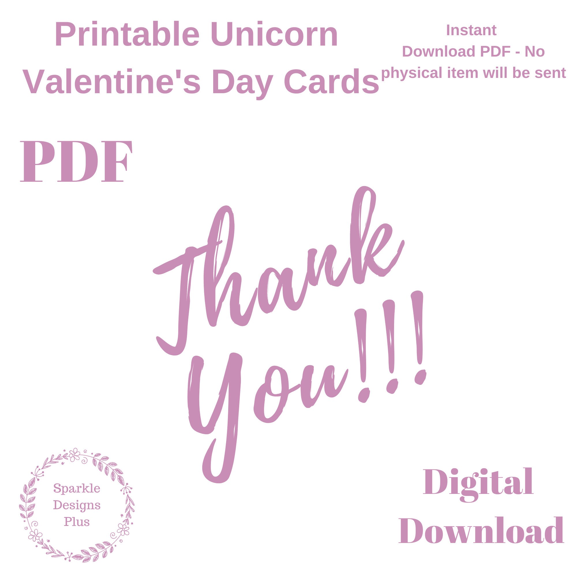Printable Unicorn Valentine Cards / Classroom Party Cards / Instant ...