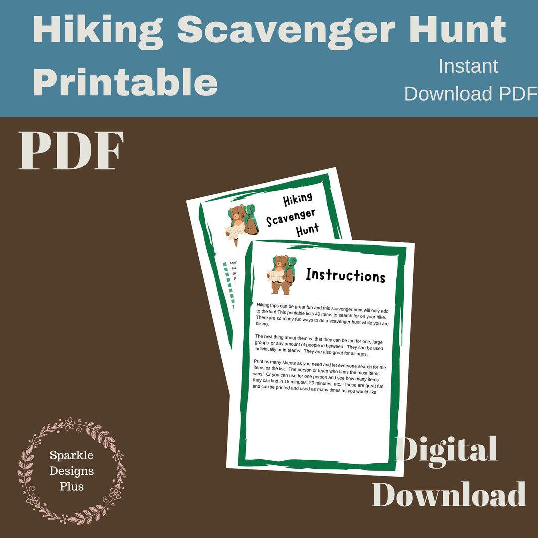 Hiking Scavenger Hunt Printable - Etsy