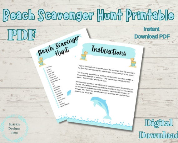 Beach Scavenger Hunt Printable - Etsy