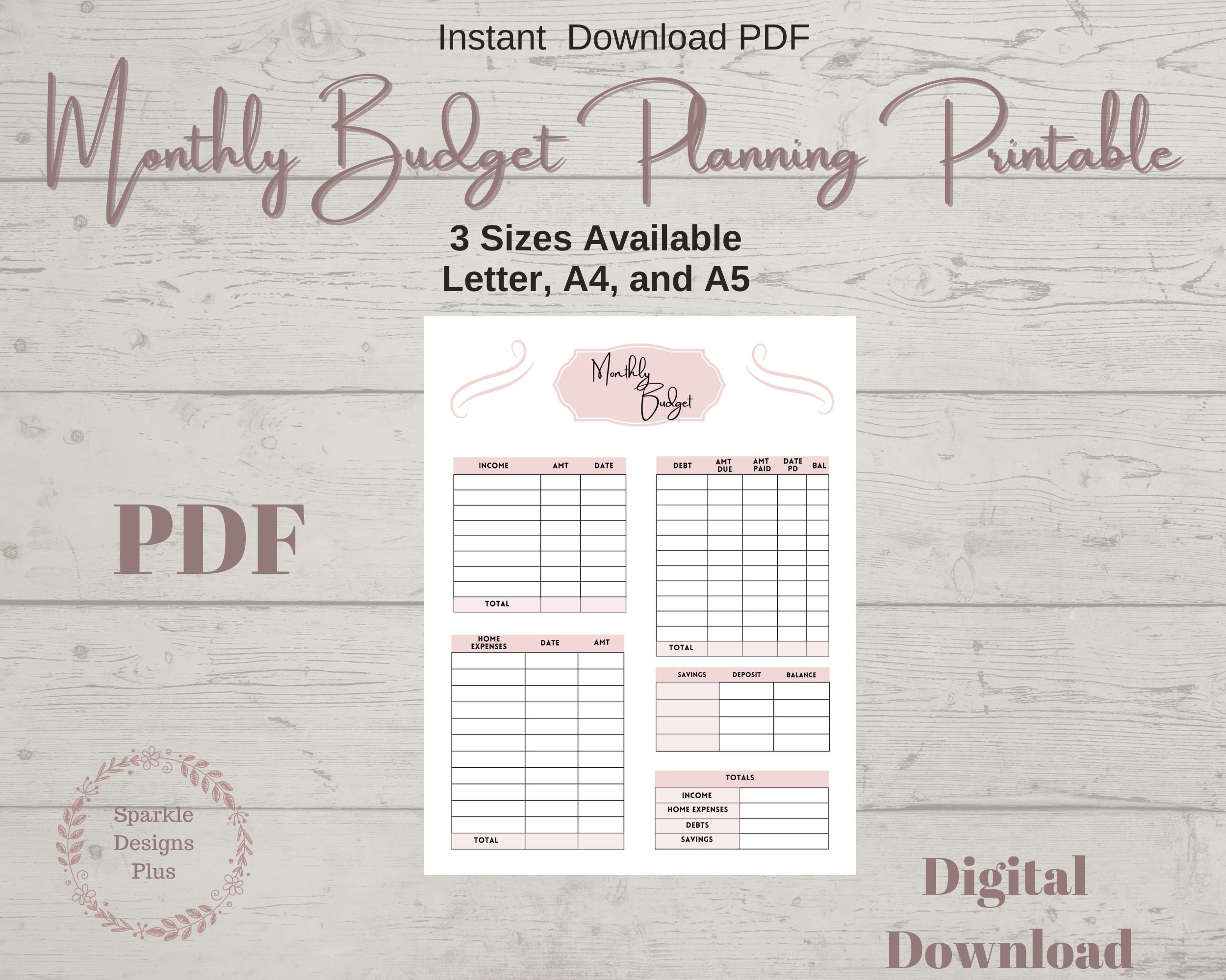Monthly Budget Printable | Budget Tracker | Budget Planner - Etsy