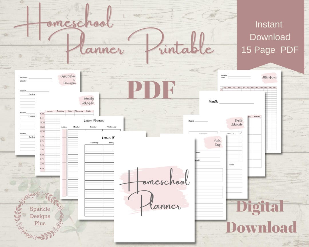 Homeschool Planner Organizer Printable 15 Pages | Back to School | Pre ...