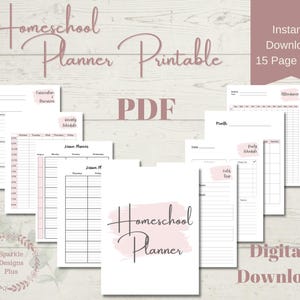 Homeschool Planner Organizer Printable 15 Pages | Back to School | Pre ...