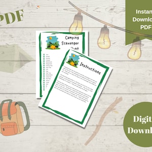 Camping Scavenger Hunt Printable | Summer Fun | Camp - Etsy
