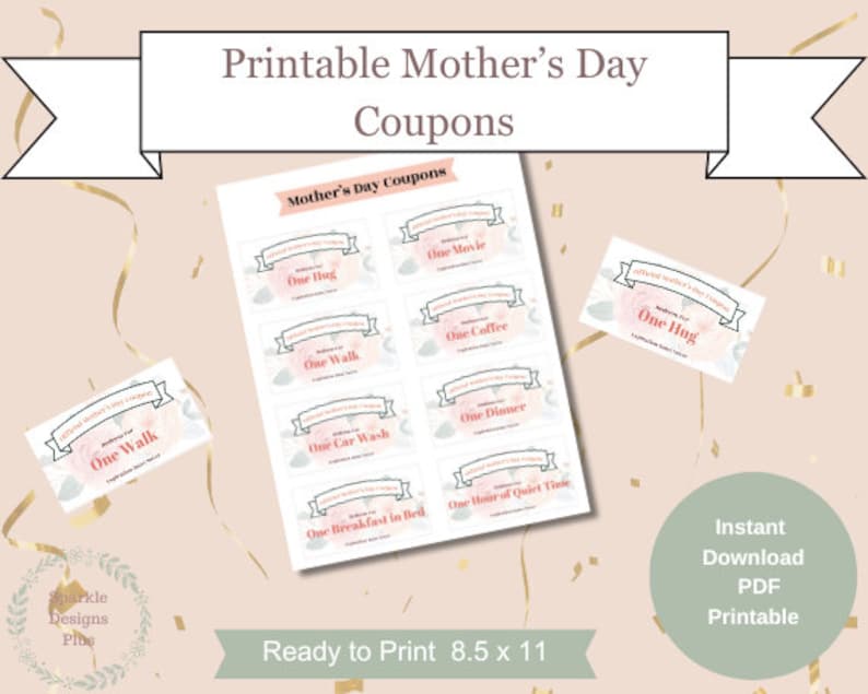 Mother's Day Printable Coupons: Instant Love & Appreciation for Mom - Etsy