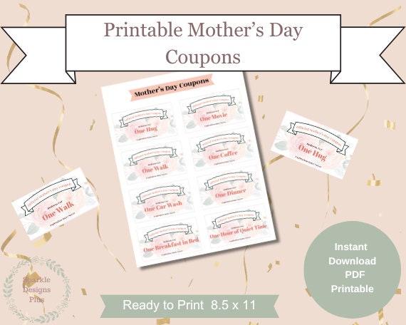 Mother's Day Printable Coupons: Instant Love & Appreciation for Mom - Etsy