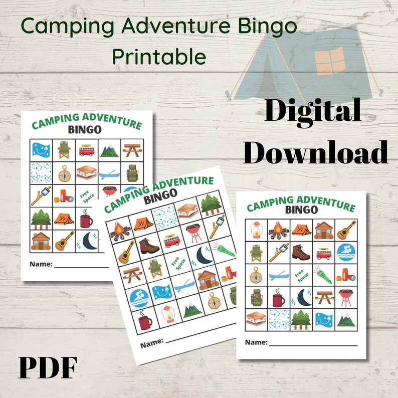 Camping Adventure Bingo Printable | Summer Game | Outdoor Fun - Etsy