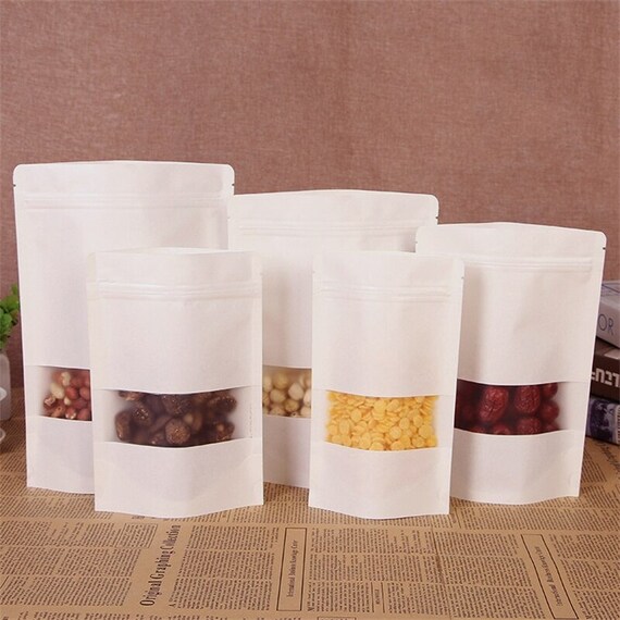 White Zip Lock Paper Bag / Zip Lock Paper Bag / Food Packaging - Etsy