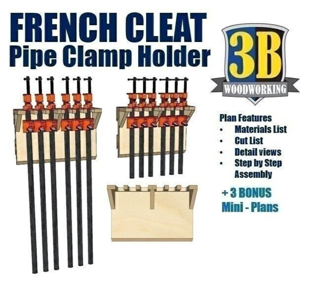 French Cleat Pipe Clamp Holder Build Plans Tool Storage - Etsy