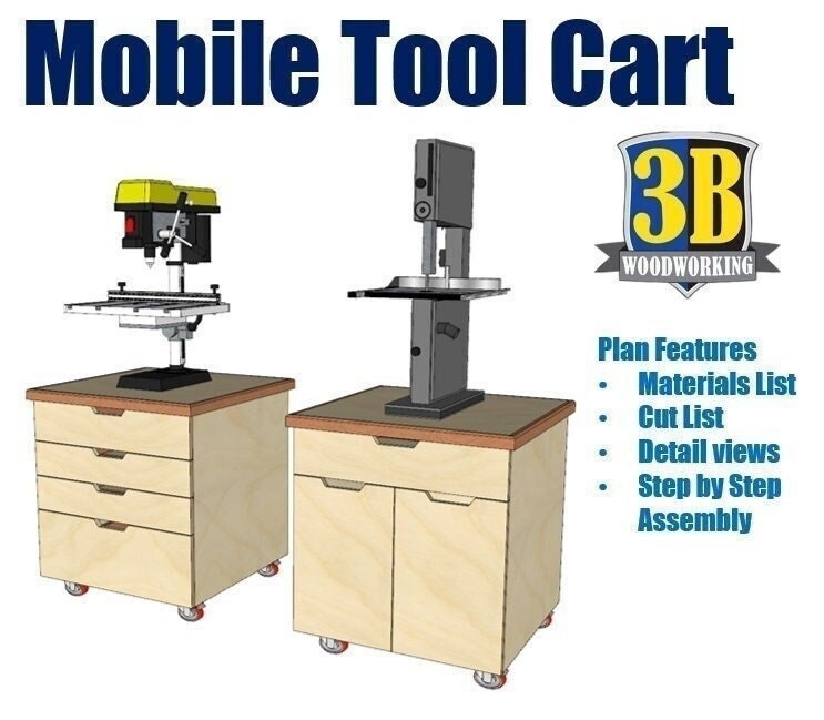 Mobile Workstation Workshop Cart Build Plans / Drill Press - Etsy Canada
