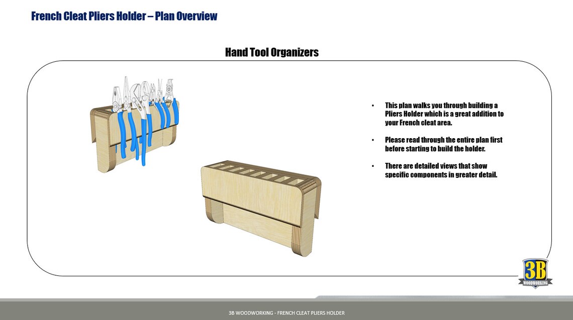 French Cleat Pliers Holder - Build Plans | Tool Storage, Handtool ...