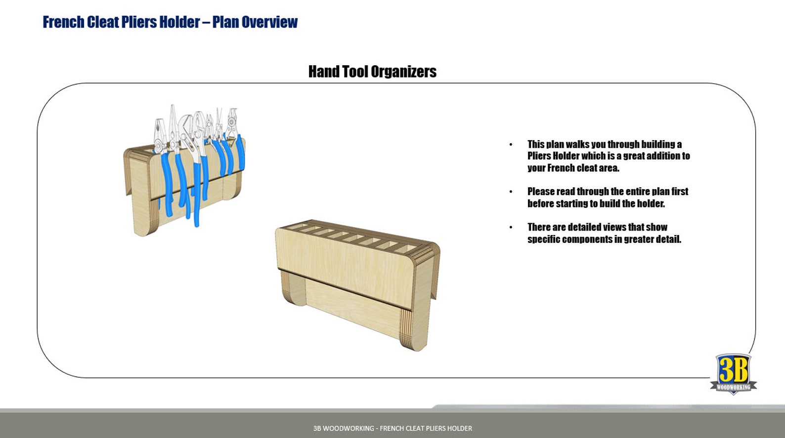 French Cleat Pliers Holder - Build Plans | Tool Storage, Handtool ...