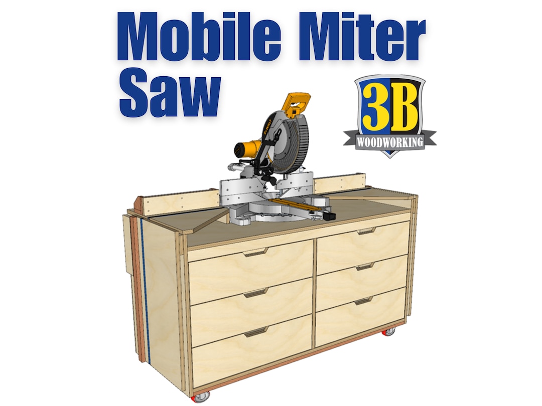 Mobile Miter Saw Station Build Plans: Woodworking Workbench (digital ...
