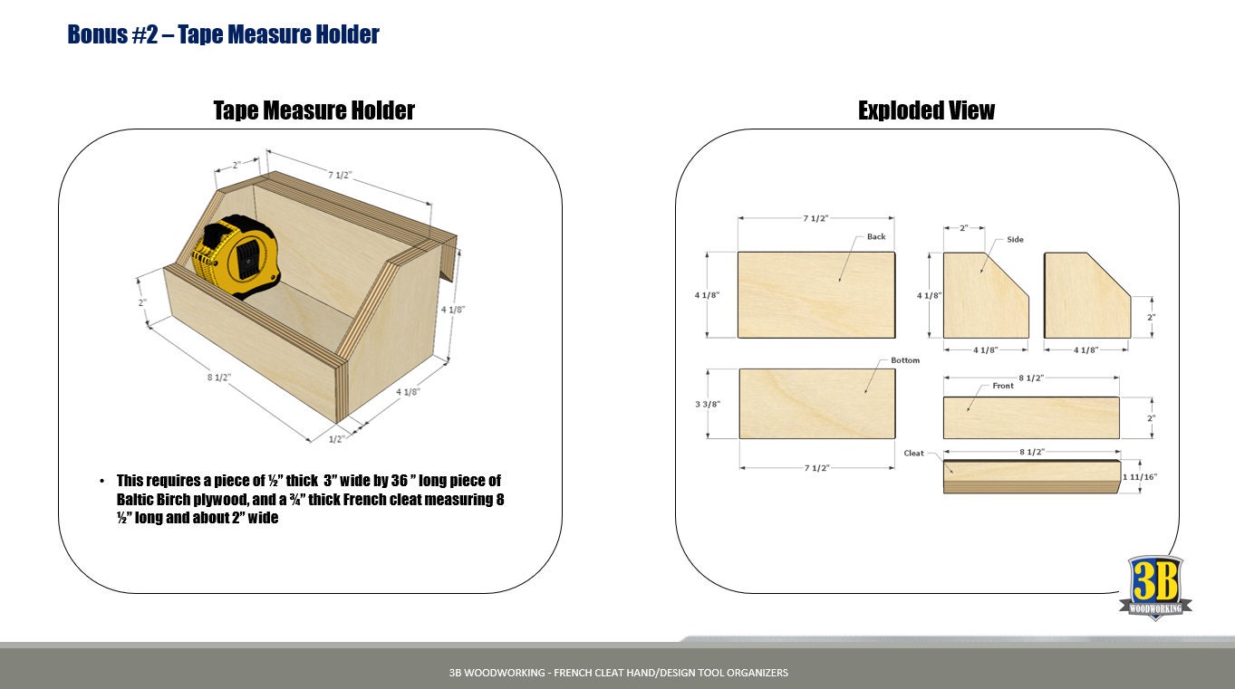 French Cleat Hand / Design Tools Organizer Build Plans / Woodworking ...