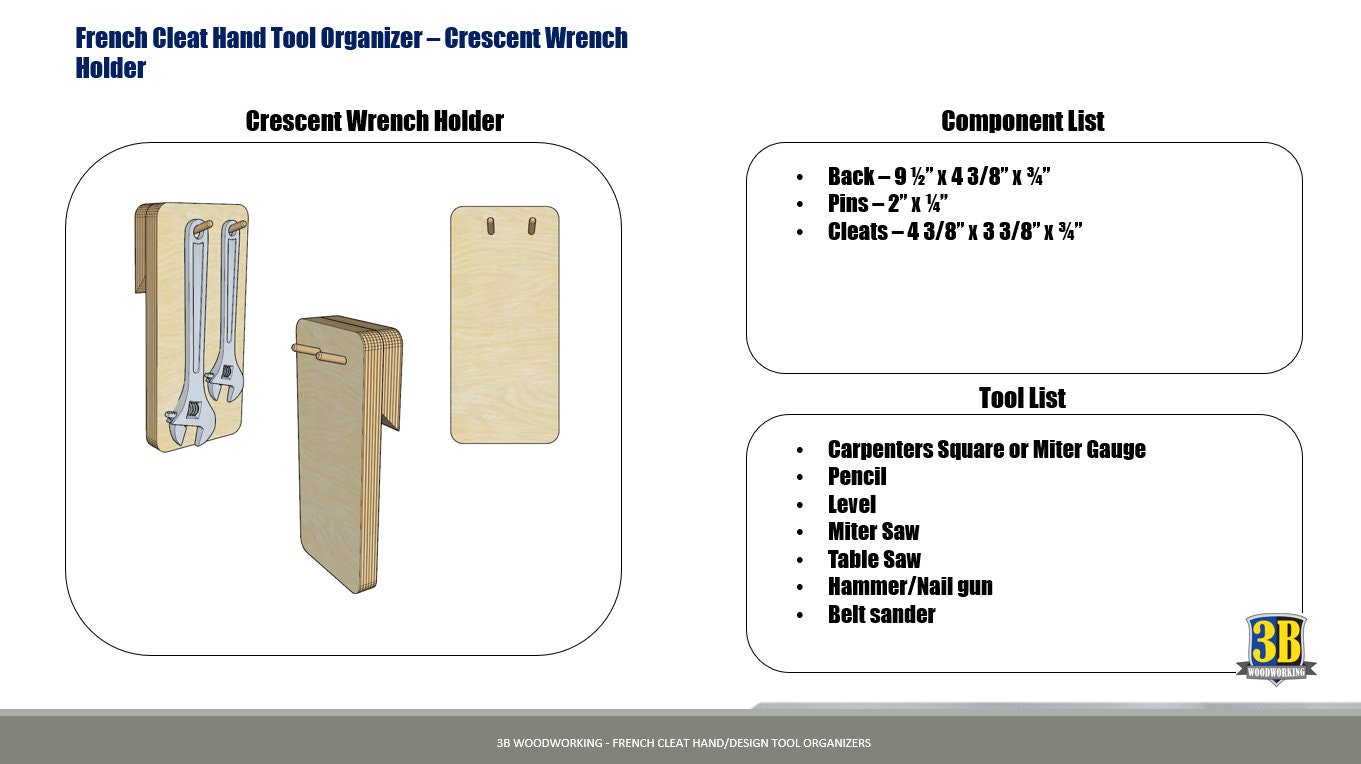 French Cleat Hand / Design Tools Organizer Build Plans / Woodworking ...