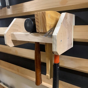 French Cleat Hammer Rack - Build Plans | Hammer Holder, Tool Storage - Etsy