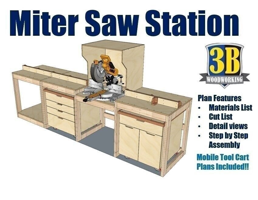 Miter Saw Station Build Plans Woodworking Plans Miter Saw - Etsy