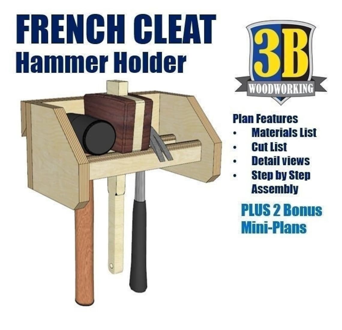 French Cleat Hammer Rack Build Plans Hammer Holder Tool - Etsy