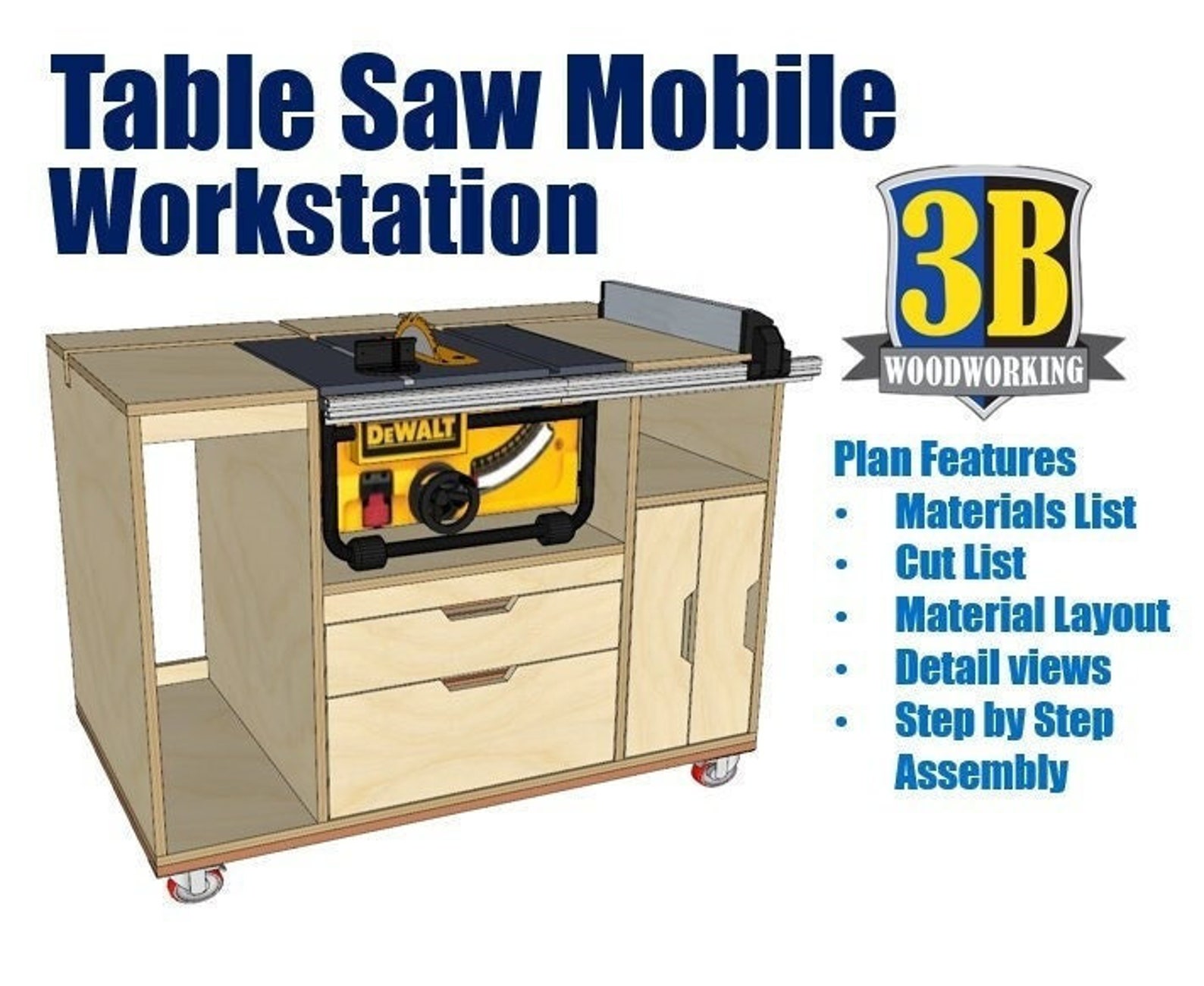 Table Saw Mobile Workstation Build Plans Woodworking - Etsy