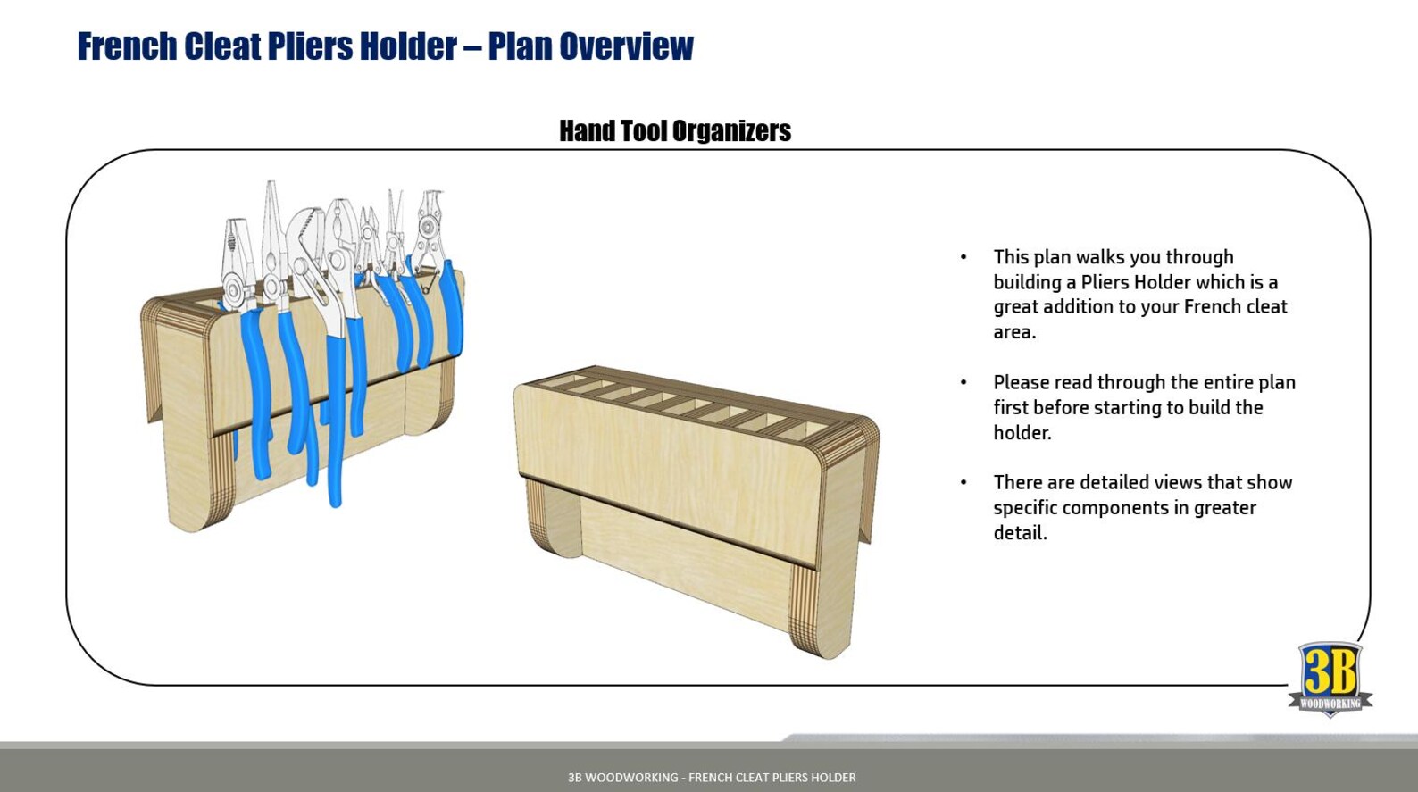 French Cleat Pliers Holder Plans: DIY Tool Organizer (metric Build ...