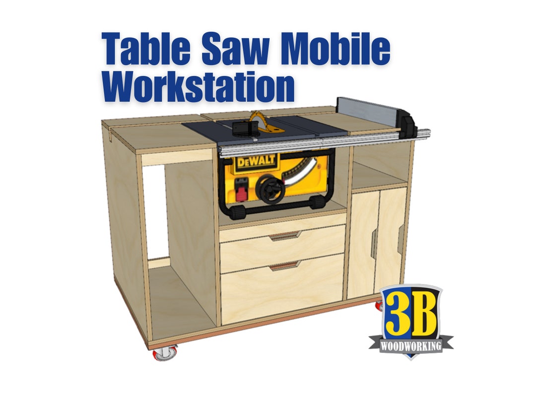 Table Saw Mobile Workstation Build Plans: Woodworking Workbench With ...