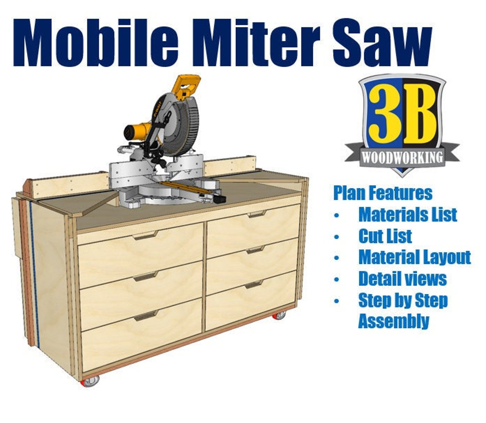 Mobile Miter Saw Station Build Plans Woodworking Plans - Etsy