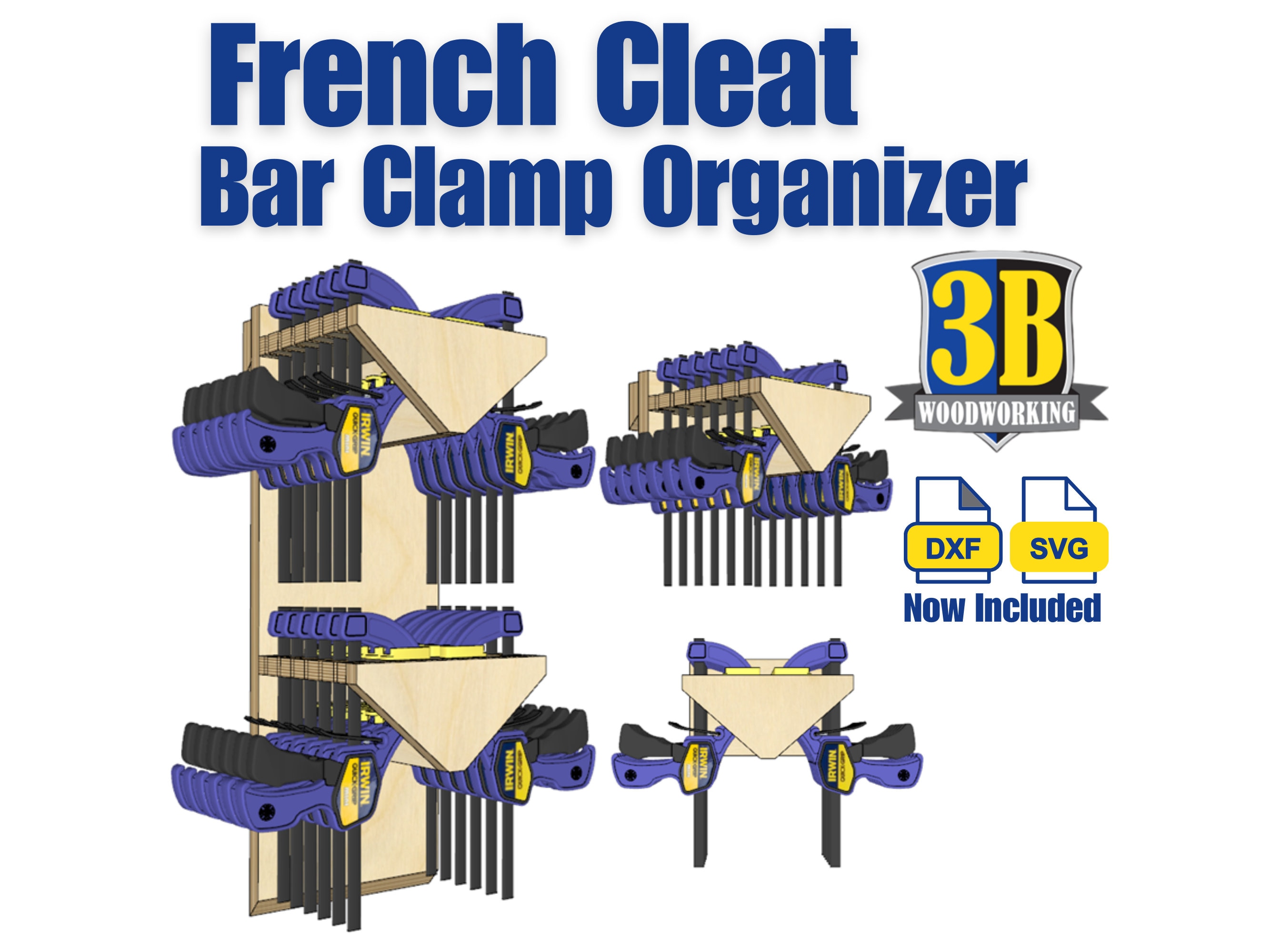 French Cleat Bar Clamp Storage: Woodworking Build Plans (CNC Files ...