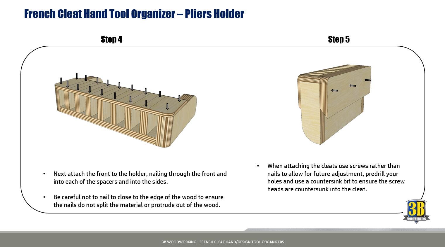 French Cleat Pliers Holder Plans: DIY Tool Organizer (metric Build ...