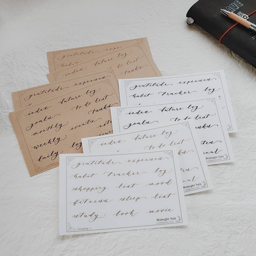 Bullet Journal Calligraphy Planner Stickers 2 Sheets / - Etsy