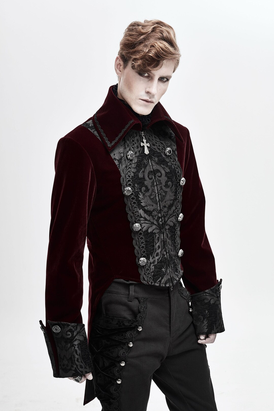 Men's Tailcoat Red Velvet Goth Steampunk Aristocrat Regency Fashion ...