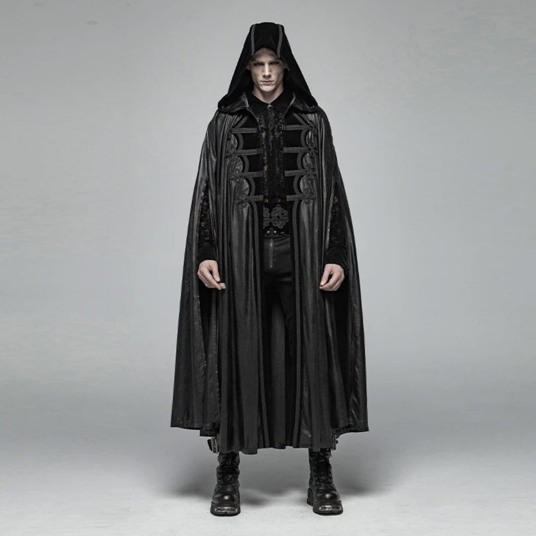 Gothic Cloak Retro Mysterious Men's Halloween Club Perform Vampire ...