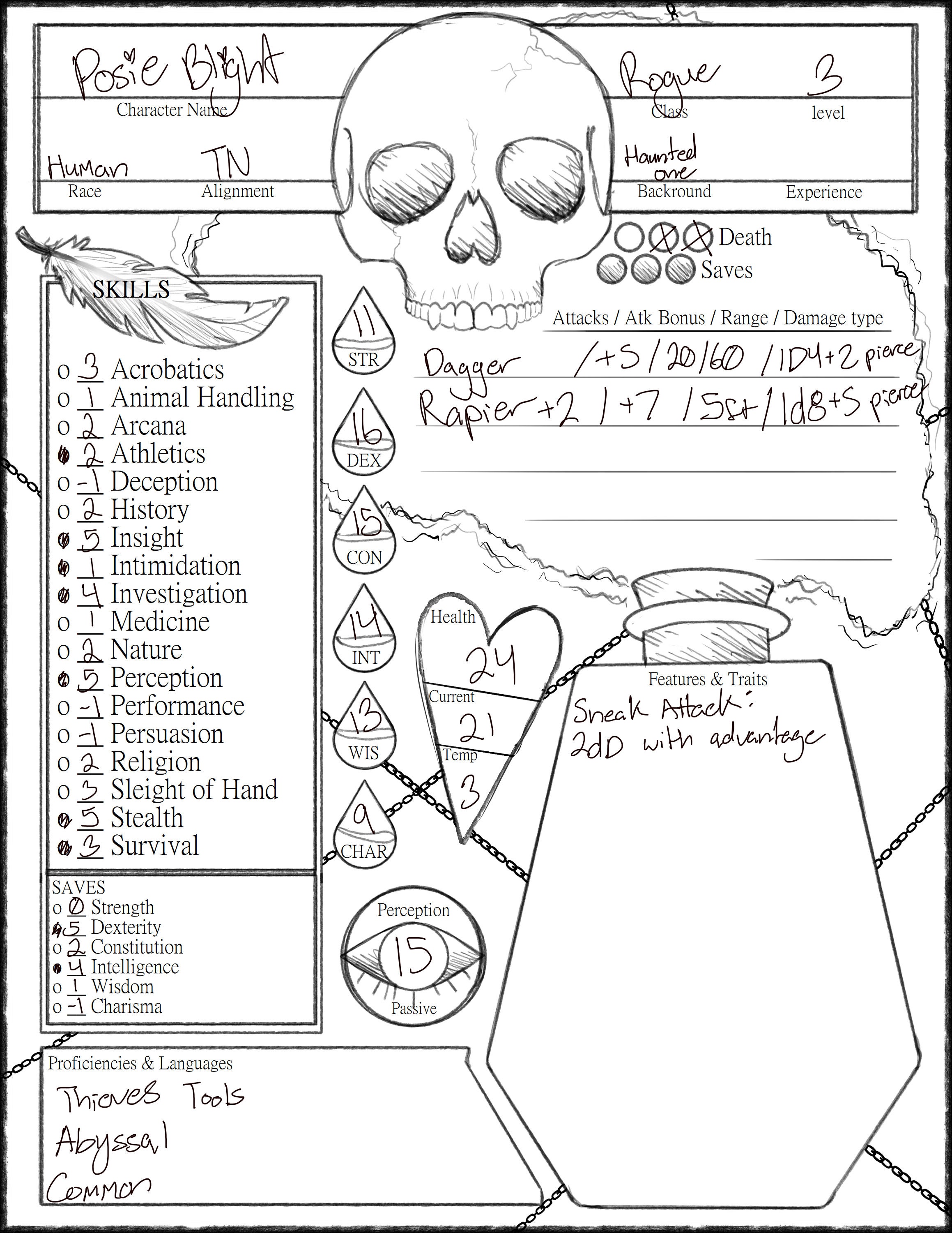 Death Omen D&D Character Sheet Necromancer DnD Sheet TTRPG | Etsy