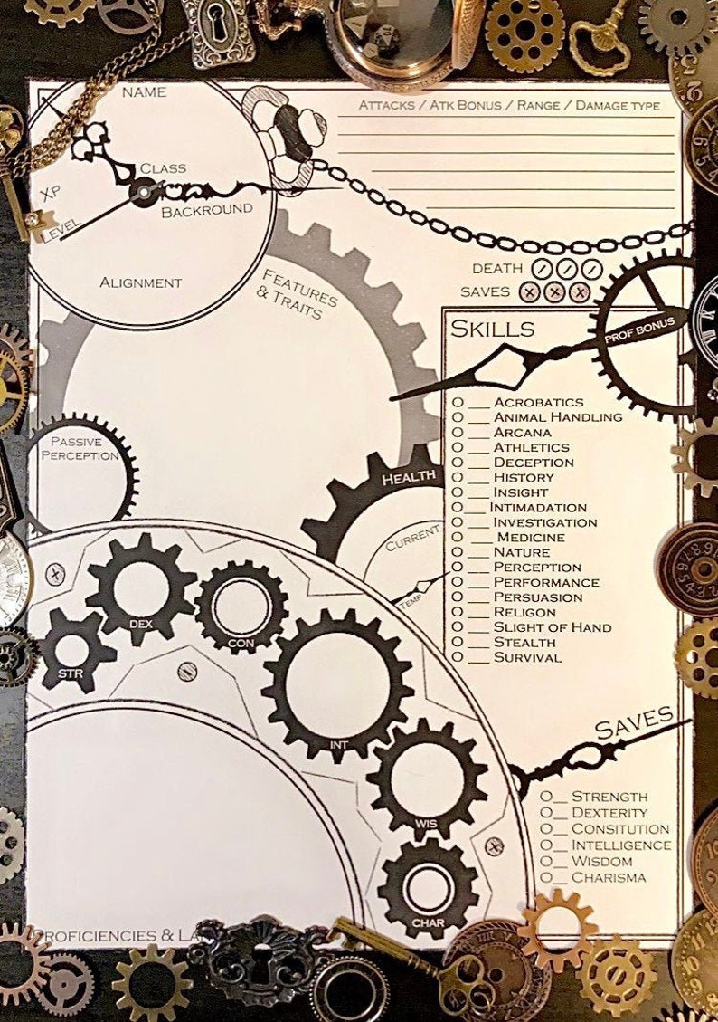 Clockwork D&d Character Sheet Steampunk Dnd 5e Sheet | Etsy Canada