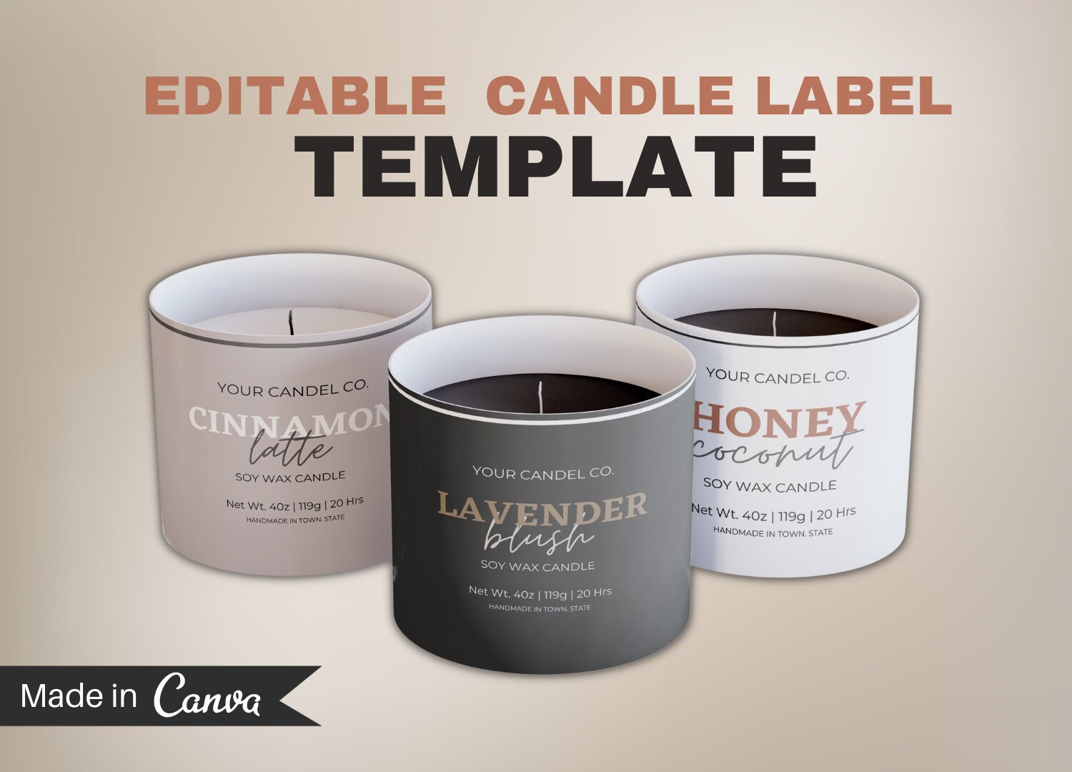 Printable Candle Label Template, Modern Candle Label Design ...