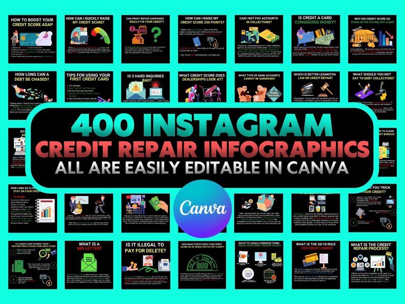 Credit Repair Instagram Post Templates. Social Media Bundle ...