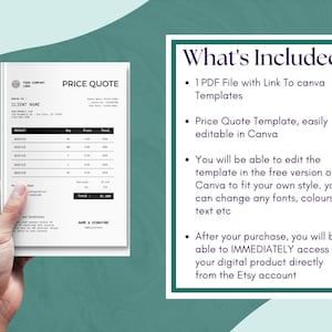 PRICE TEMPLATE Editable Quotation Sheet Canva Template Price - Etsy