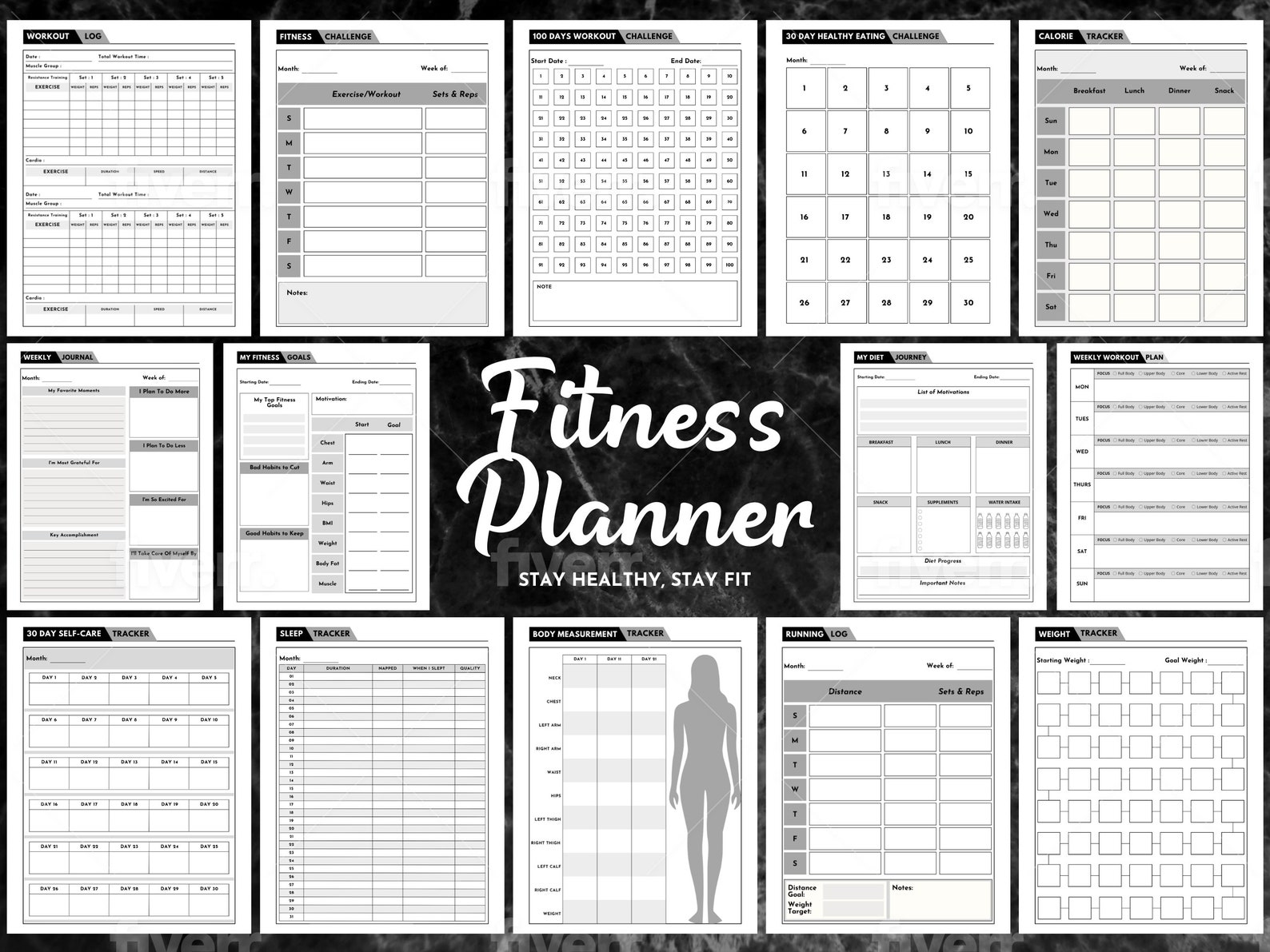 Printable Fitness Planner Wellness Planner Workout Planner Workout ...